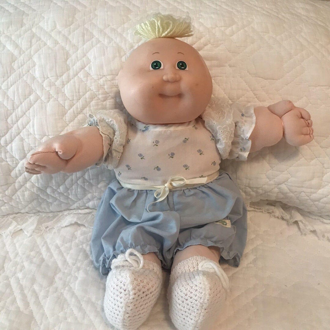 Cabbage Patch Kids Preemie Doll Baby Girl Boy Blonde Tuft Green Eyes ...
