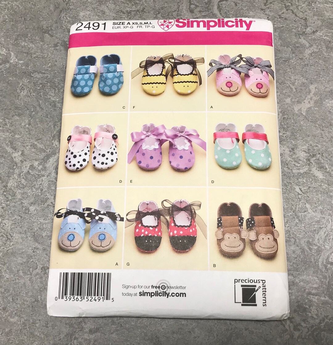 UNCUT!! Simplicity Sewing Pattern 2491 Baby Shoes Sz XS - L - Etsy