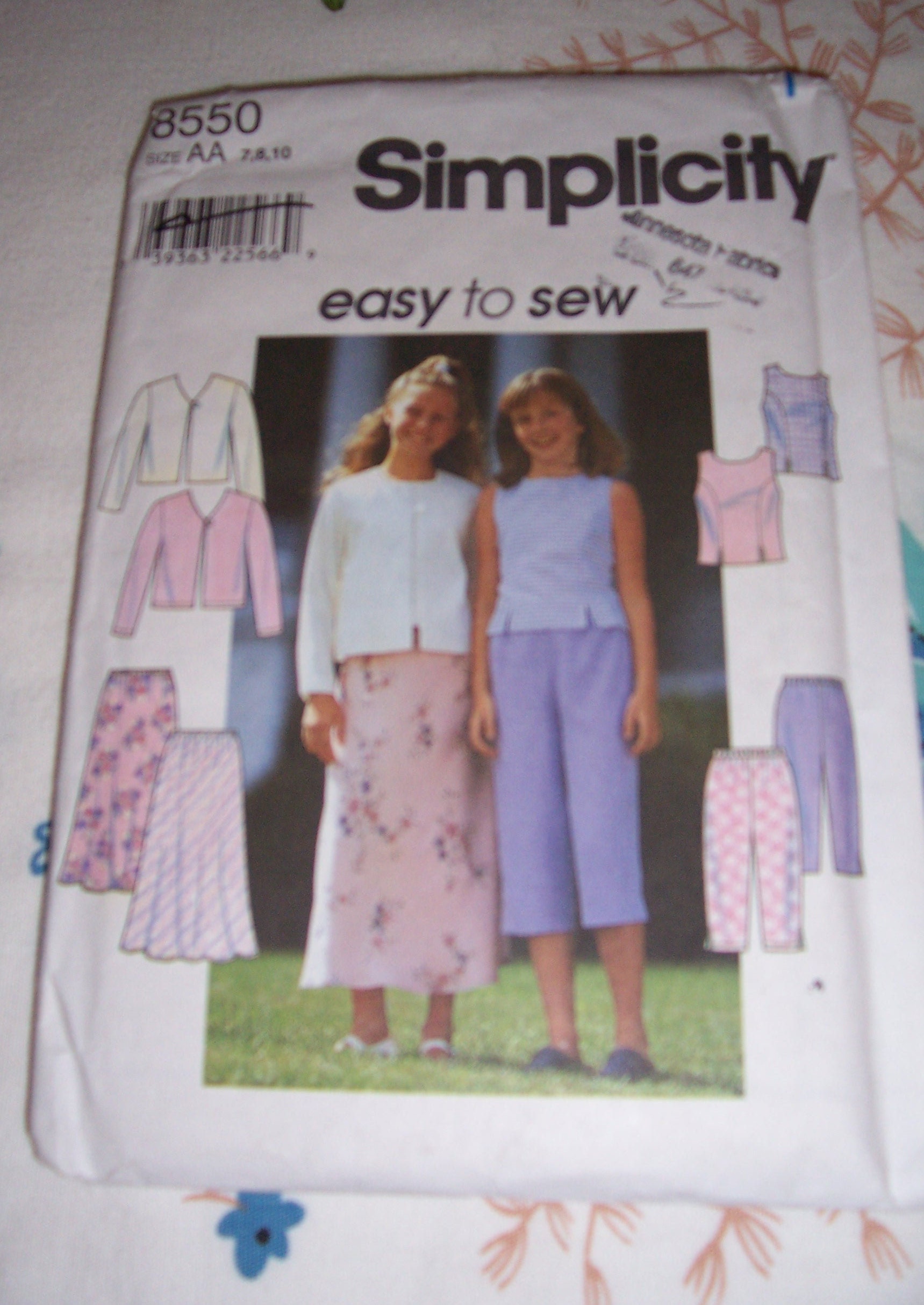 Kits & How To Patterns Skirt Simplicity 8550 Girl's Jacket Pants Top ...