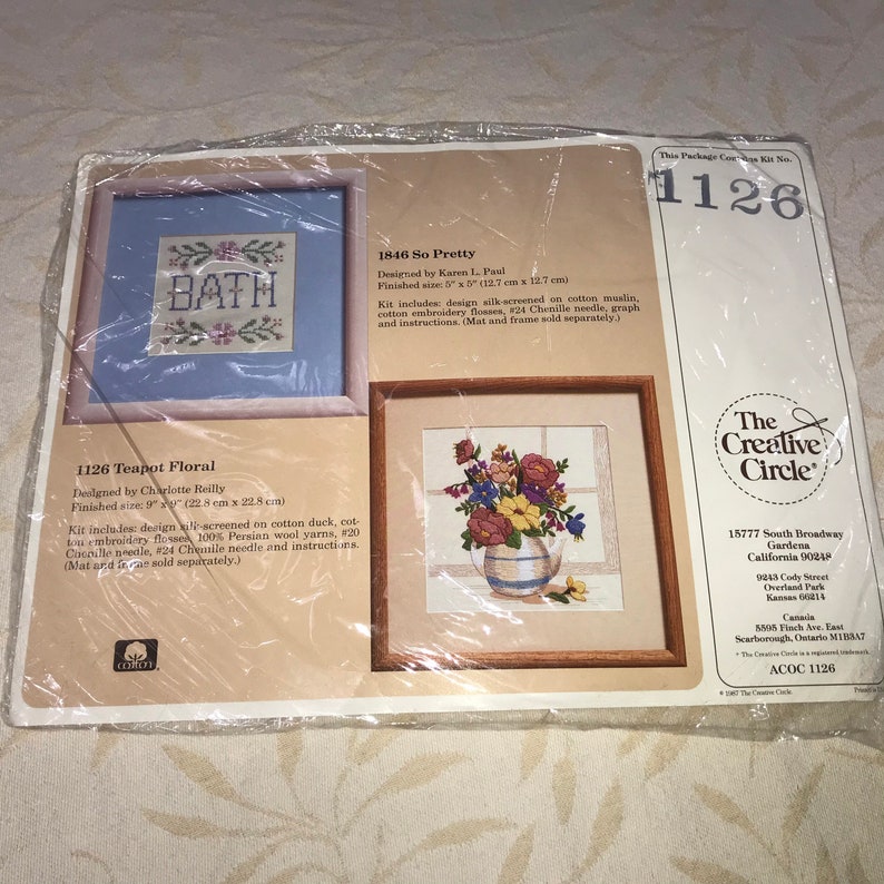 The Creative Circle Kit 1126 Teapot Floral Crewel Yarn Needlework - Etsy