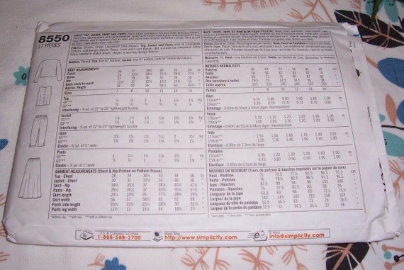 Kits & How To Patterns Skirt Simplicity 8550 Girl's Jacket Pants Top ...