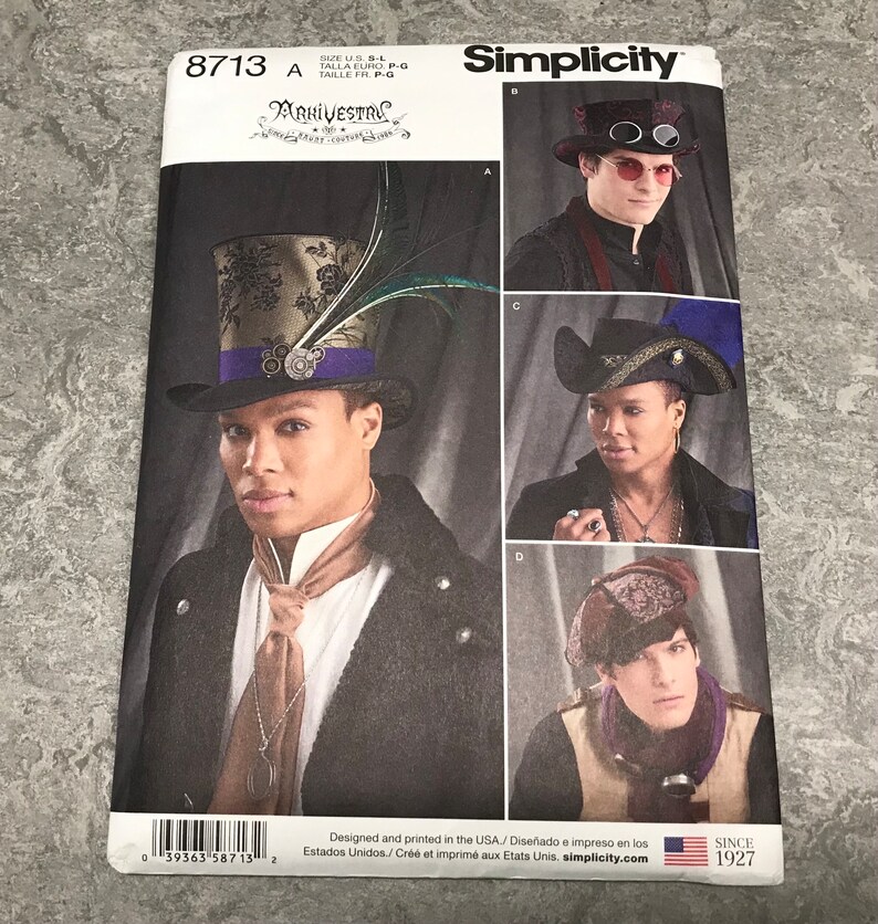 UNCUT!! Simplicity 8713 Sewing Pattern - Men's Top Hat, Topper, Pirate ...