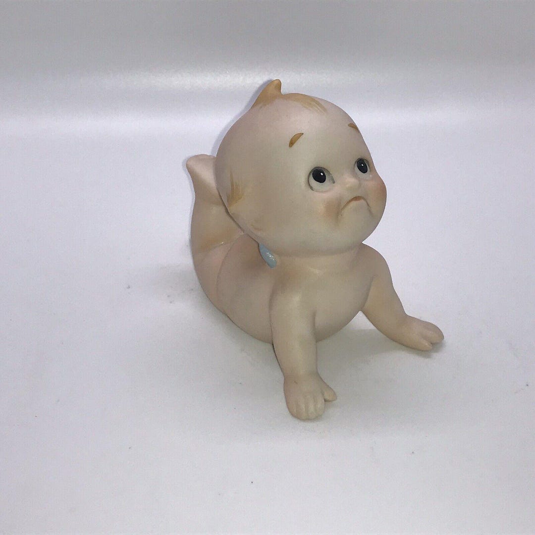 Lefton Porcelain Kewpie Cupie Doll Figure Pouty Face Tummy Time Blue ...