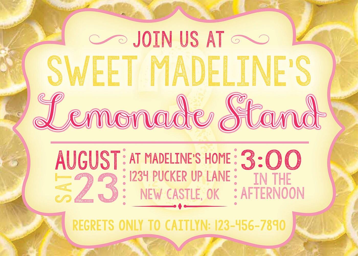 Pink Lemonade Birthday Invitation DIGITAL FILE INVITATION Pink Lemonade ...