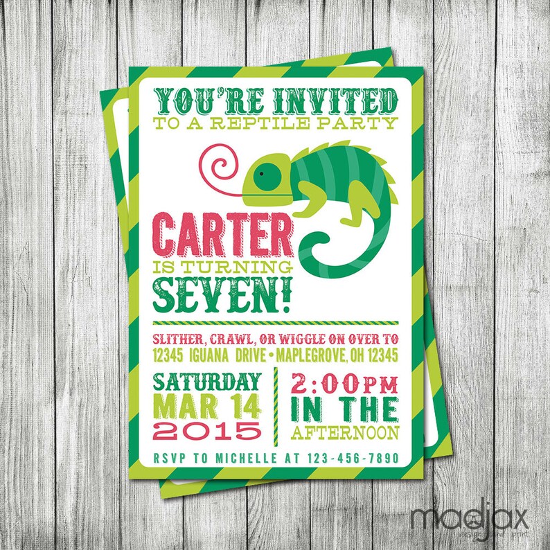 Reptile Birthday Invitation DIGITAL FILE Lizard Invitation Reptile ...