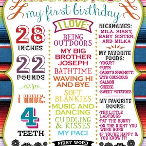 Colorful Fiesta Birthday Board on Foam Board - Rainbow Birthday Board ...