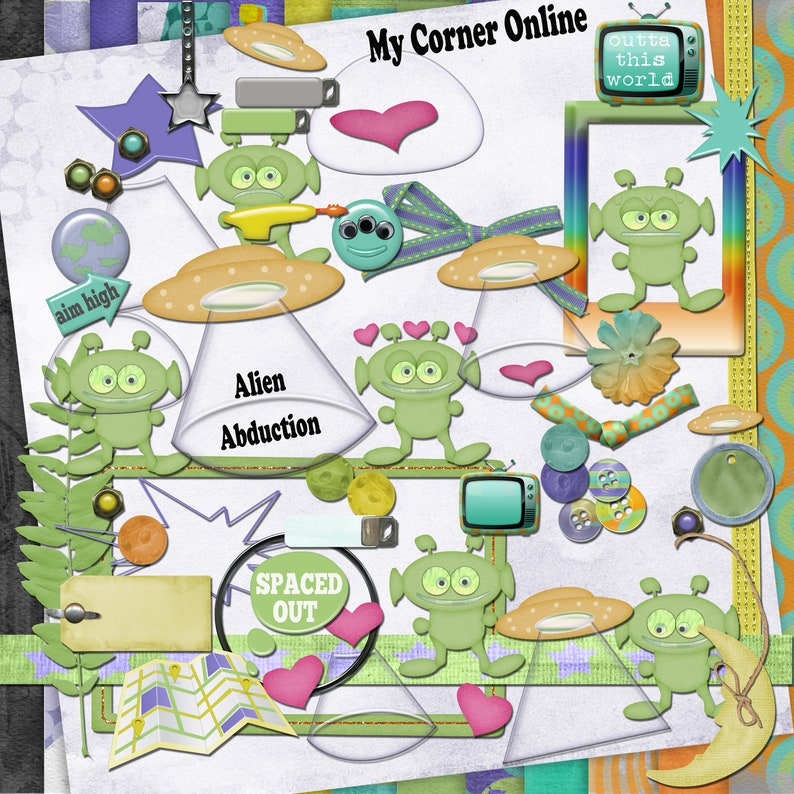 Alien Abduction Digital Scrapbooking Kit - Etsy