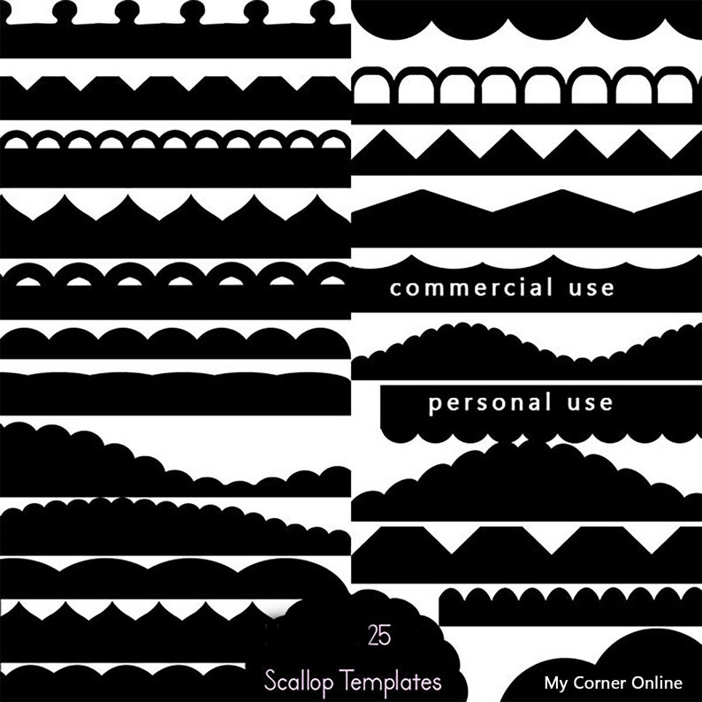 Scallop Edge Templates Shapes | .png | Digital Scrapbooking - Etsy
