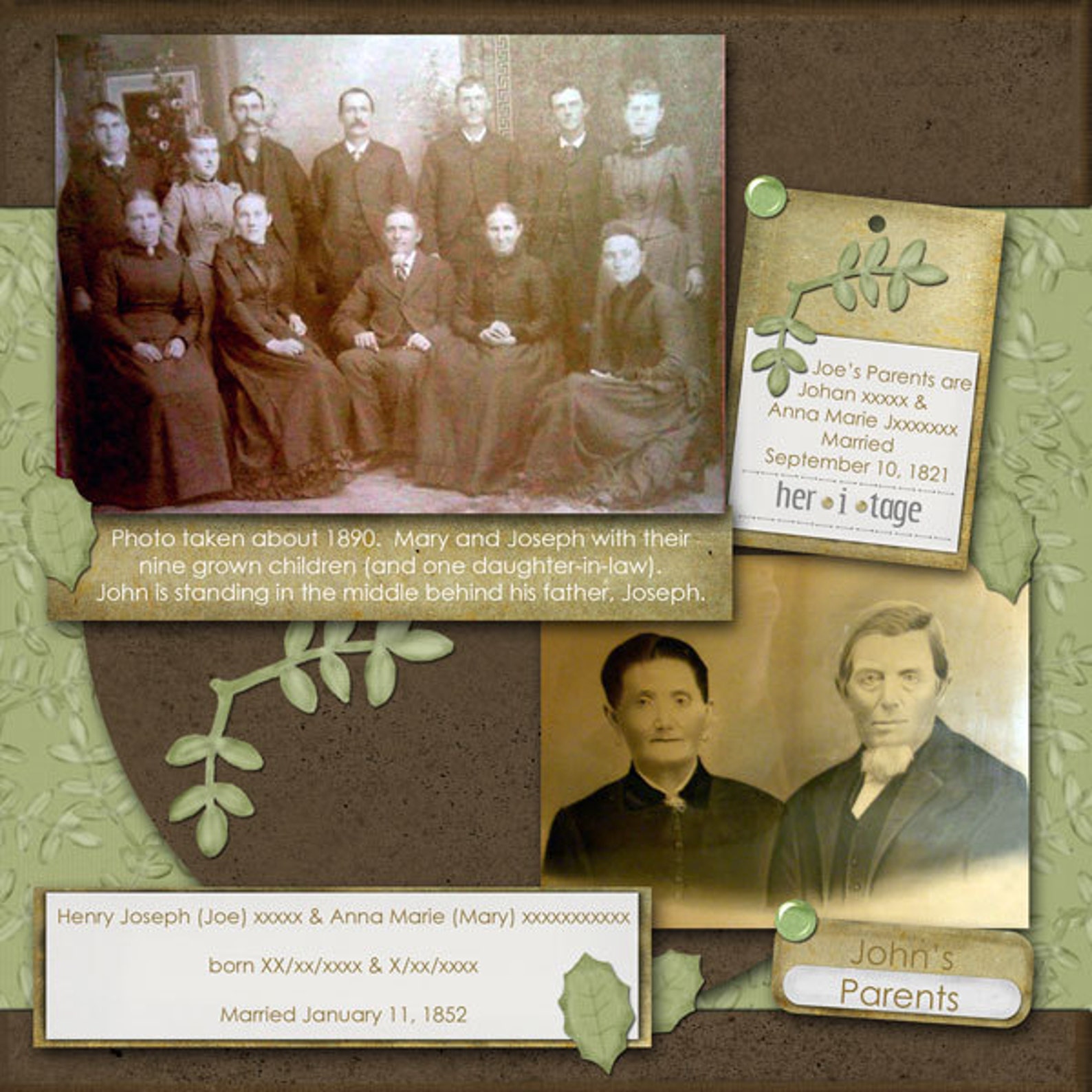 Heritage | Genealogy Digital Scrapbooking Kit - Etsy