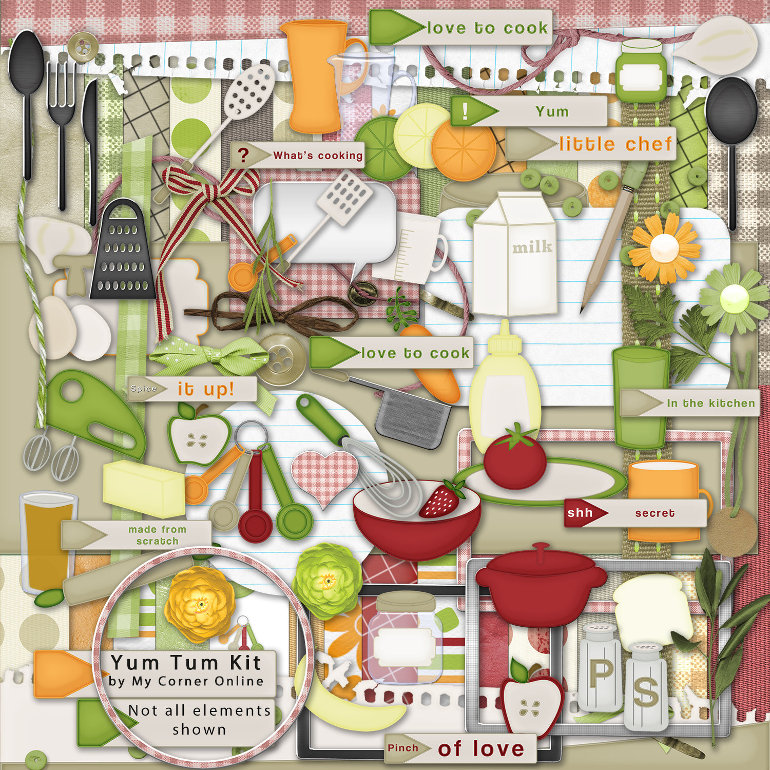 Recipe Cooking "yum Tum" Digital Scrapbooking Kit - Etsy