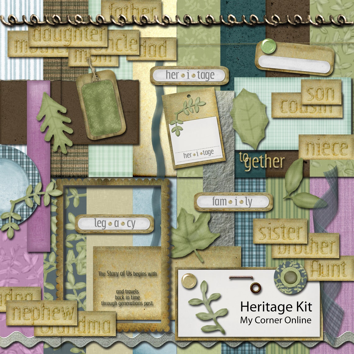 Heritage | Genealogy Digital Scrapbooking Kit - Etsy