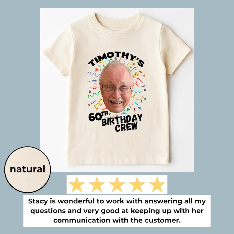 Custom Face 60th Birthday Shirt: Confetti Party, Any Age Custom ...