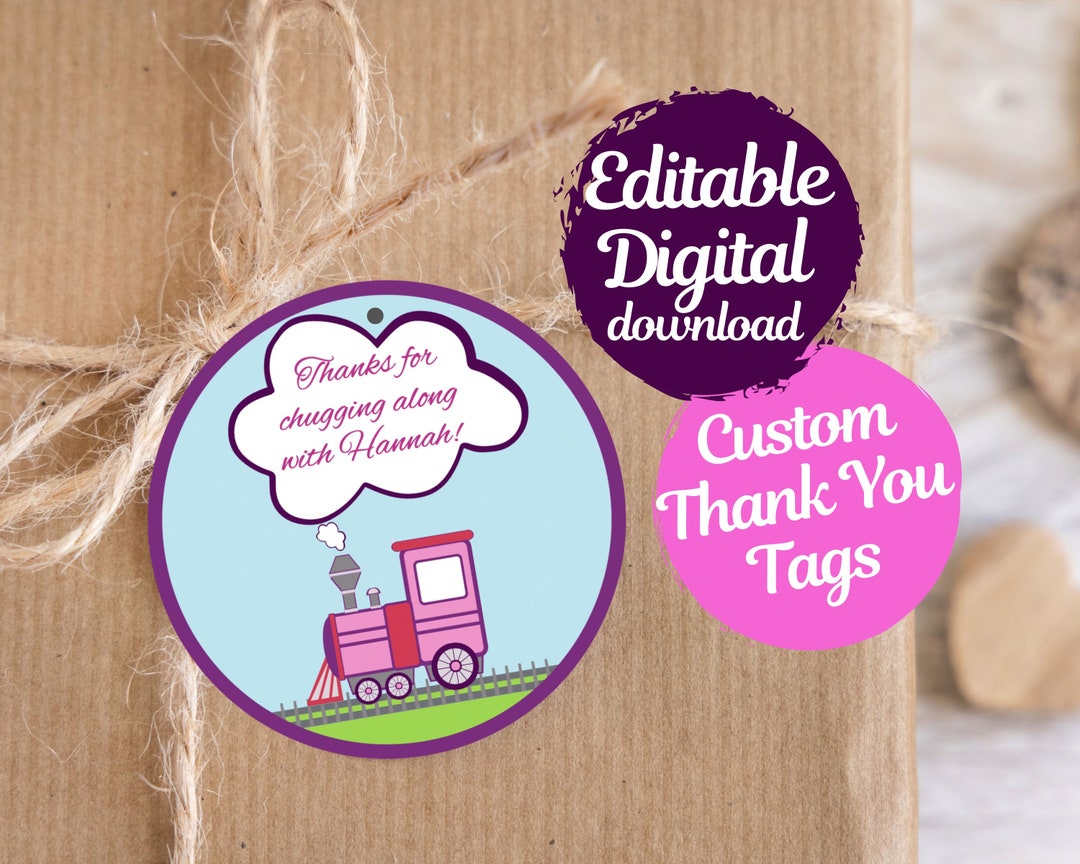 Pink Train Party Favor Tags Train Birthday Party Favors - Etsy