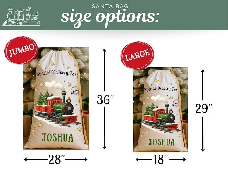 Christmas Train Santa Bag Custom Name Train Christmas Gift Sack From ...