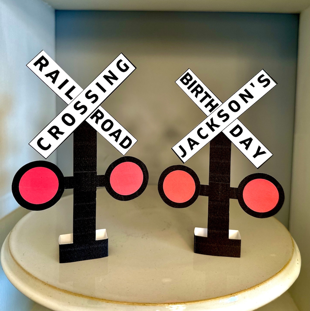 Railroad Sign Train Crossing Sign Rail Road Sign Train Birthday DIY Party Activity Printable ...