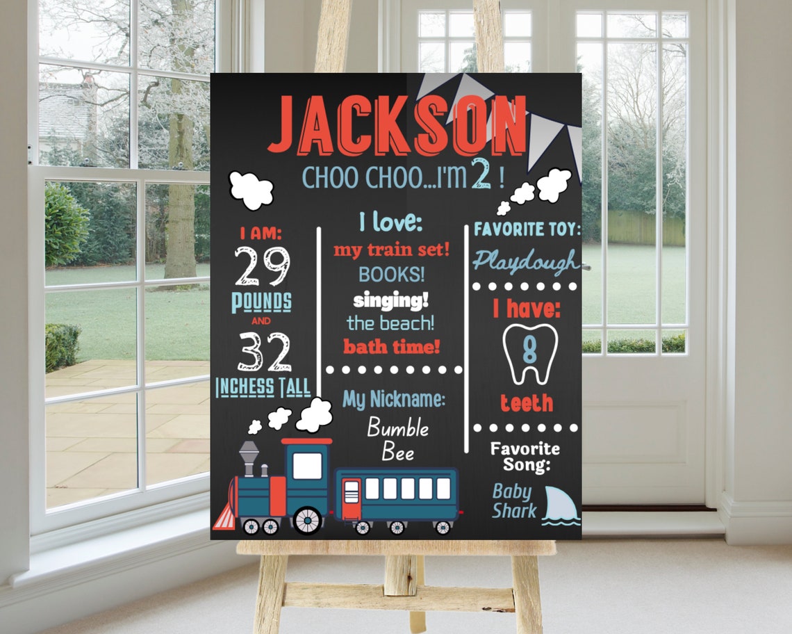 Editable Personalized Train Birthday Milestone Sign Editable - Etsy