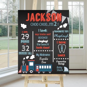 Editable Personalized Train Birthday Milestone Sign - Editable Birthday ...