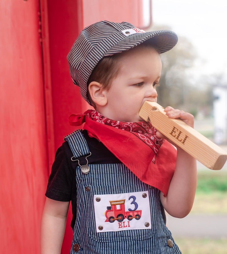 Personalized Toddler Train Conductor Costume: Embroidered Hat, Overalls ...