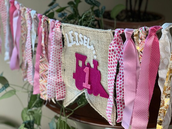 Pink Train Banner Custom Birthday Banner Pink Train Party - Etsy