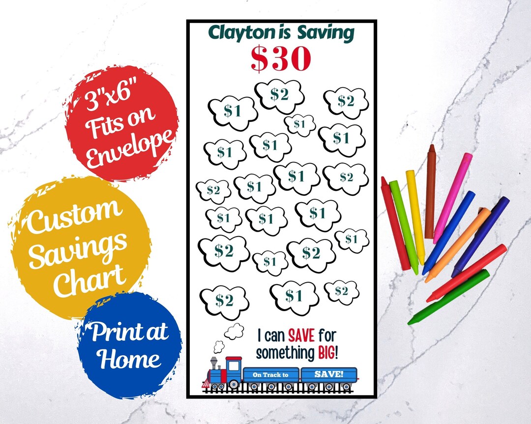 Kids Saving Chart Challenge, Color in Saving Kids Envelope System ...