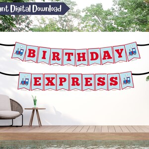 Birthday Express Banner, Digital Printable Banner, Train Birthday Party ...