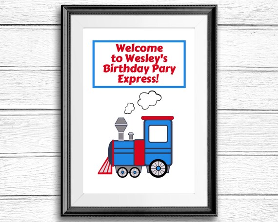 Welcome Train Party Door Sign, Train Birthday Party Editable Door ...