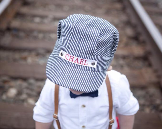 Vintage Train Engineer Hat Navy and White Train Striped Hat With ...