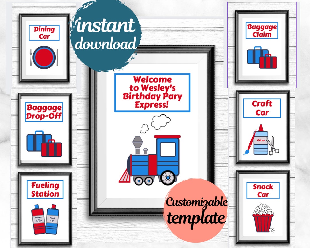 Train Party Decorations, Train Party Printables, Train Party Signs ...