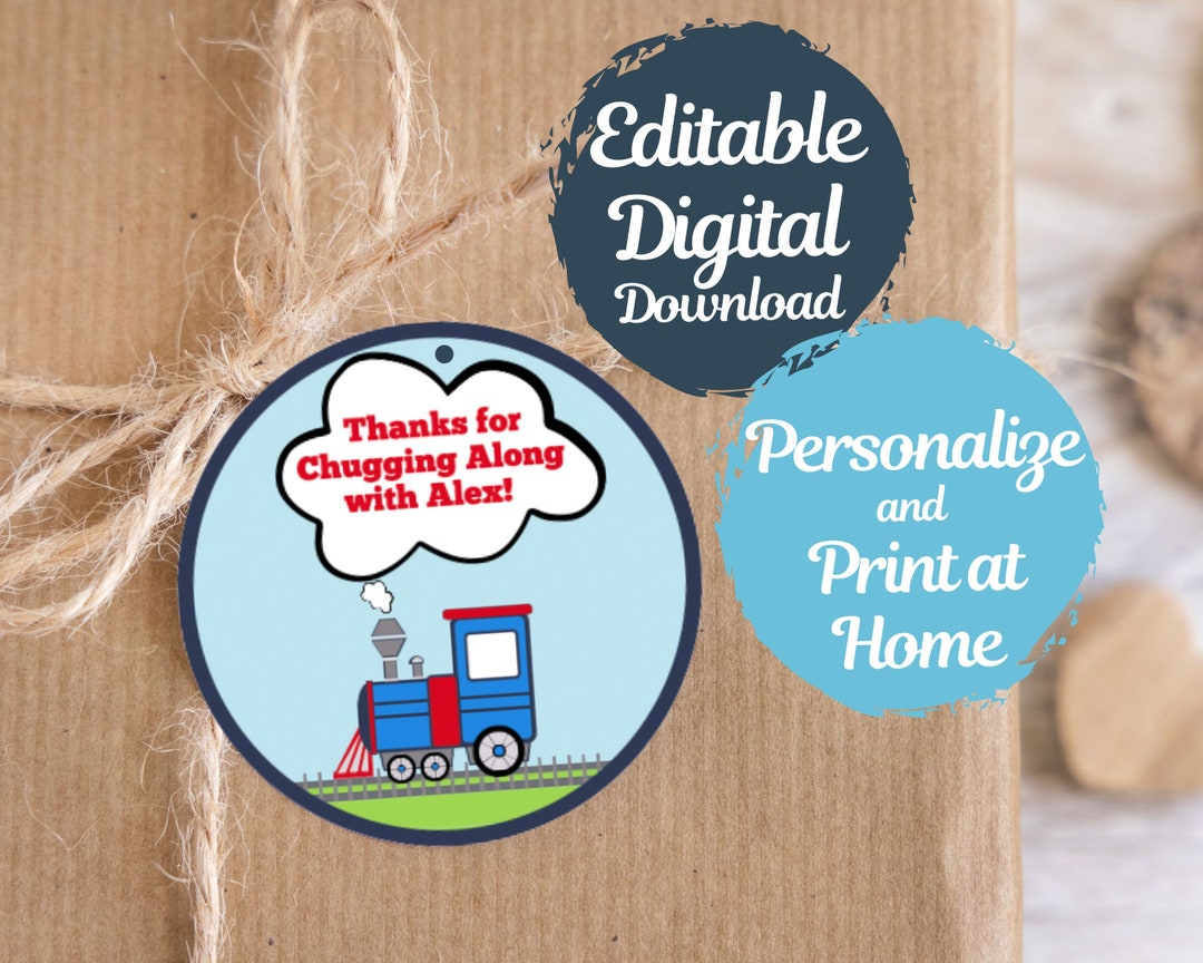 Train Birthday Favor Tags, Printable Train Party Tag, Toddler Boy Party ...