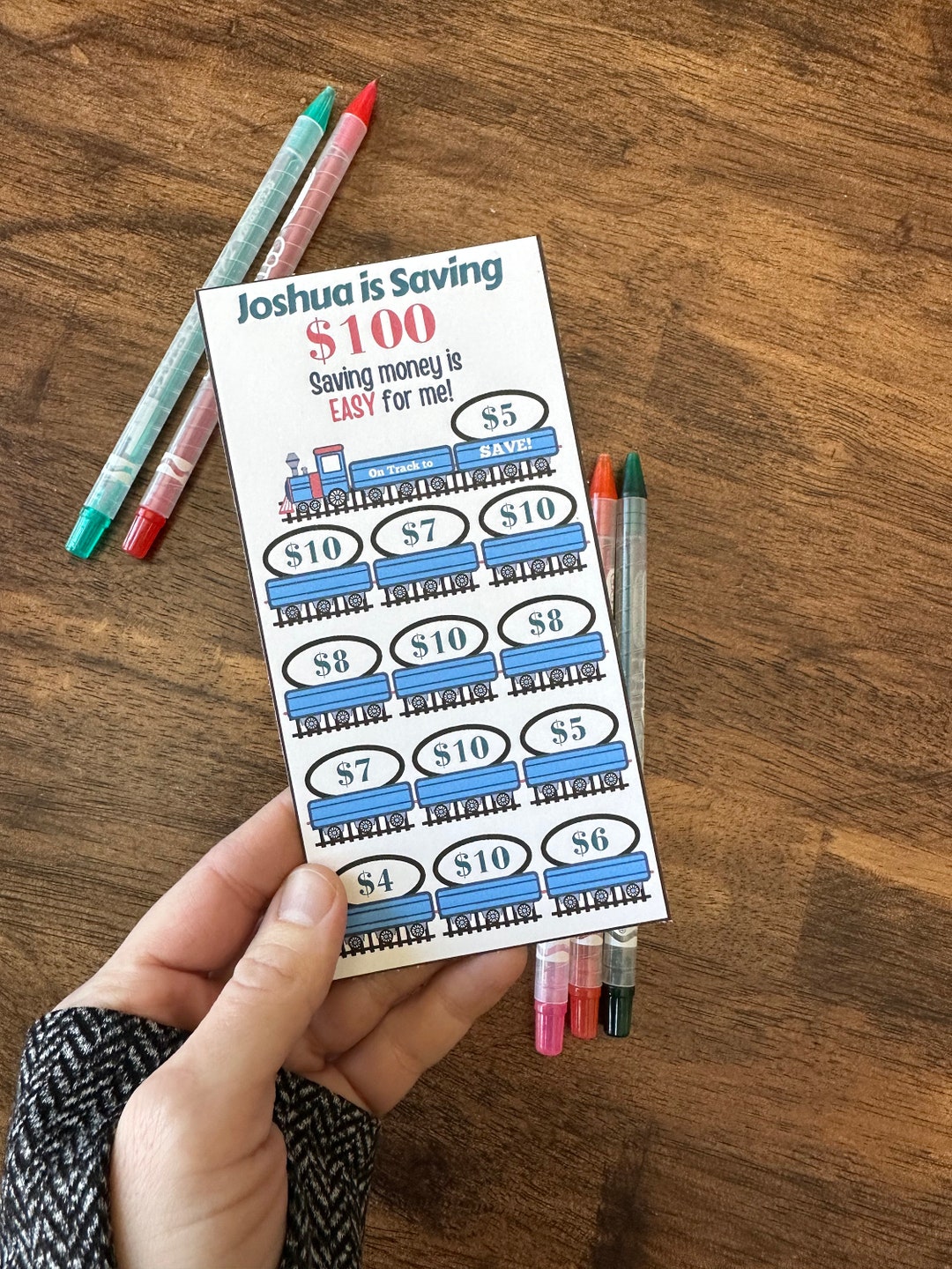 Personalized Kids Saving Chart, Train Savings Chart, 100 Dollar Saving ...