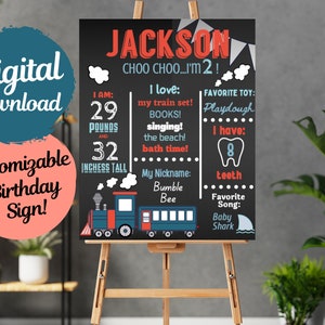 Editable Personalized Train Birthday Milestone Sign Editable Birthday ...