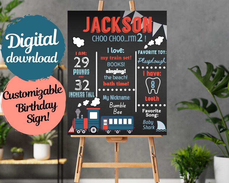 Editable Personalized Train Birthday Milestone Sign Editable - Etsy