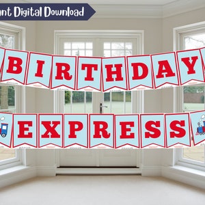 Birthday Express Banner, Digital Printable Banner, Train Birthday Party ...