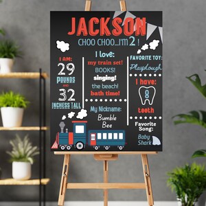 Editable Personalized Train Birthday Milestone Sign - Editable Birthday ...