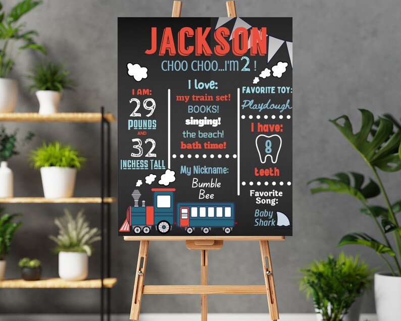 Editable Personalized Train Birthday Milestone Sign Editable - Etsy