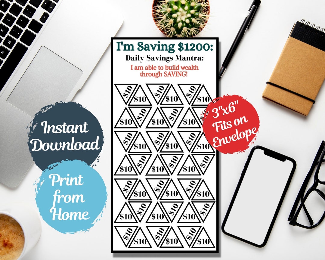 Saving 1200 Dollar Saving Template Saving Envelope System - Etsy