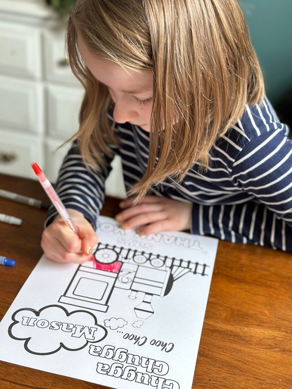 Train Coloring Page, Personalized Coloring Pages, Custom Coloring Page ...