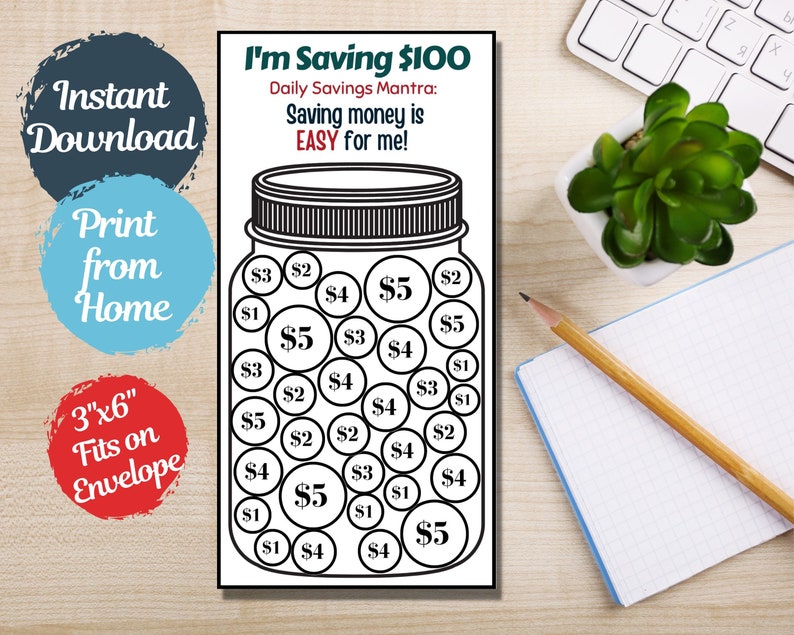100 Dollar Saving Challenge, Kids Saving Chart, Digital Download ...