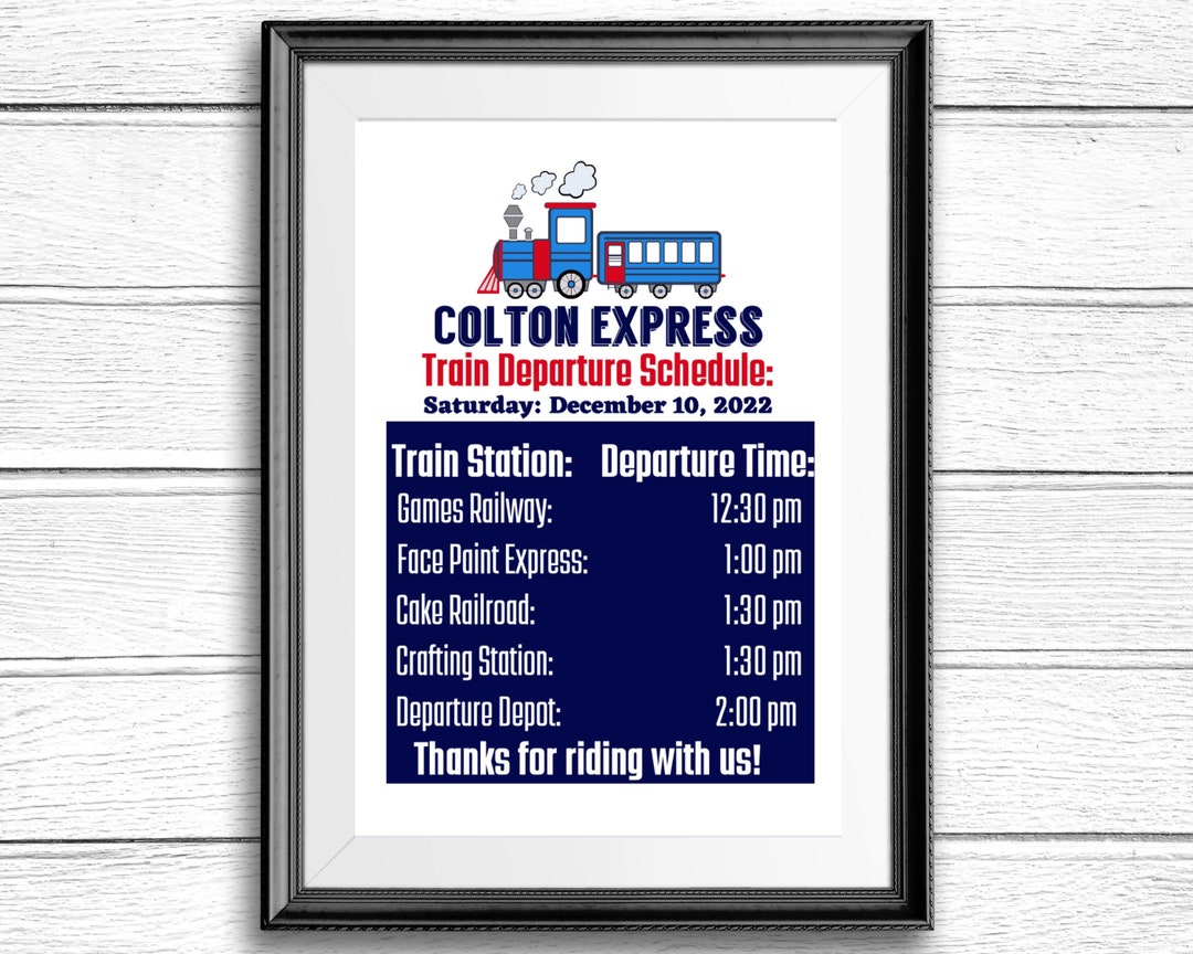 Train Birthday Schedule, Train Departure Schedule, Train Party Schedule ...