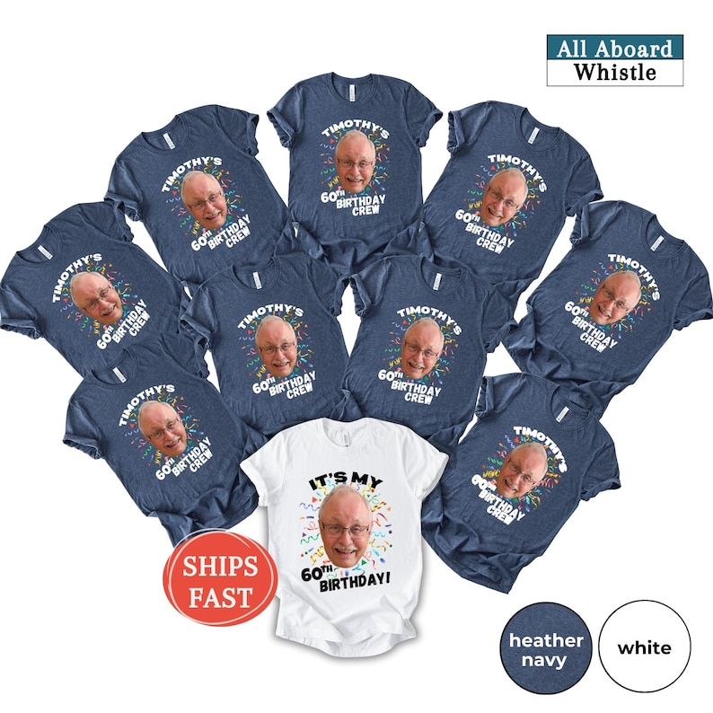 Custom Face 60th Birthday Shirt: Confetti Party, Any Age Custom ...