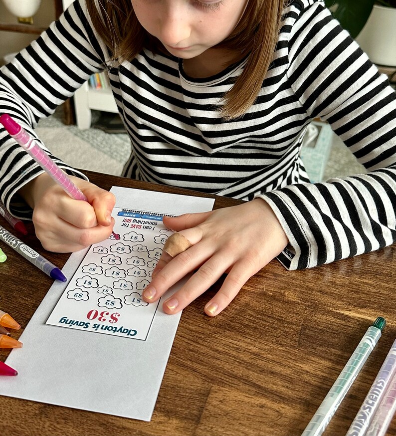 Kids Saving Chart Challenge Color in Saving Kids Envelope - Etsy