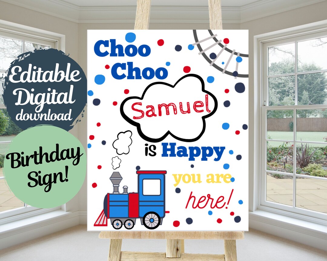 Choo Choo Welcome Sign, Train Birthday Party Sign, Toddler Boy Train ...