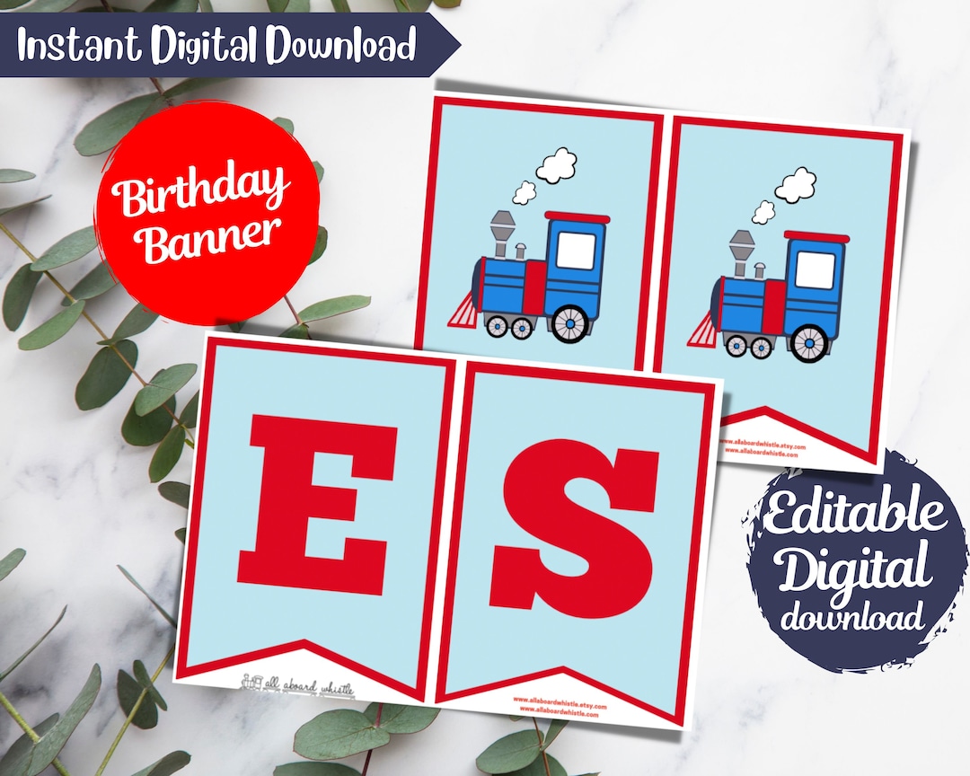 Birthday Express Banner, Digital Printable Banner, Train Birthday Party ...