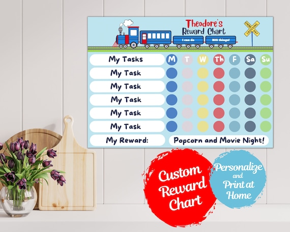 Kids Reward Chart, Rewards Tracker, Toddler Chore Chart, Potty Training ...