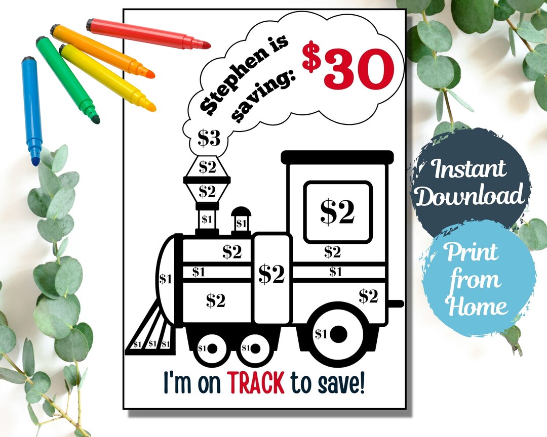 Kids Saving Challenge Coloring Page, Personalized Kids Saving Template ...