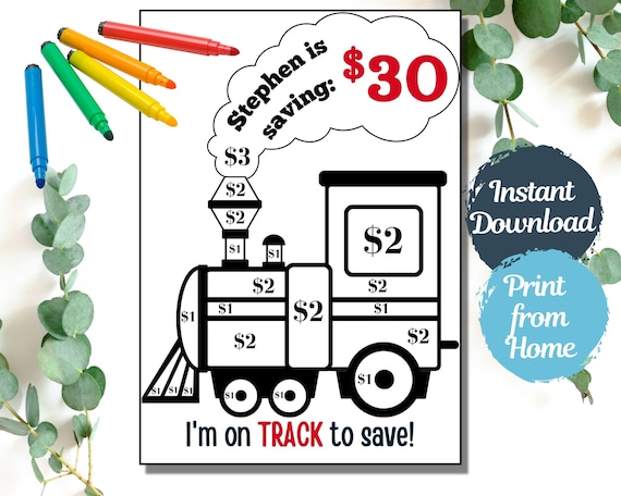 Kids Saving Challenge Coloring Page, Personalized Kids Saving Template ...