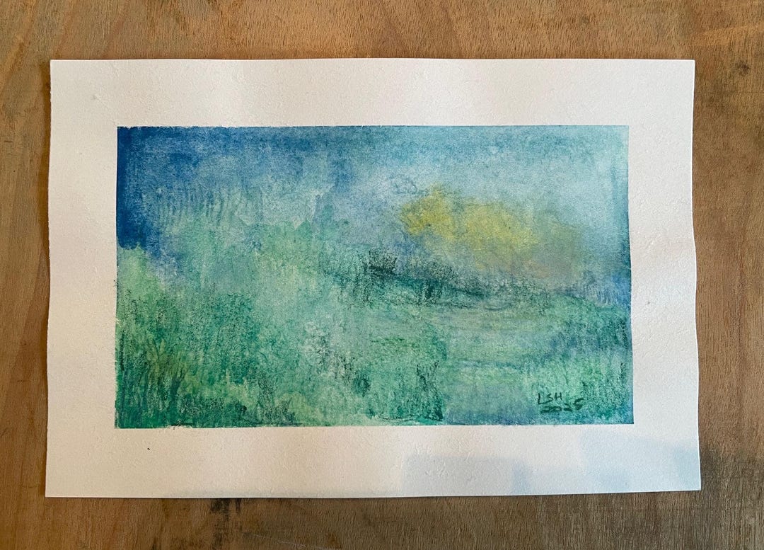 Misty Blue Landscape Watercolor Painting, Analogous Colors, Tonal ...