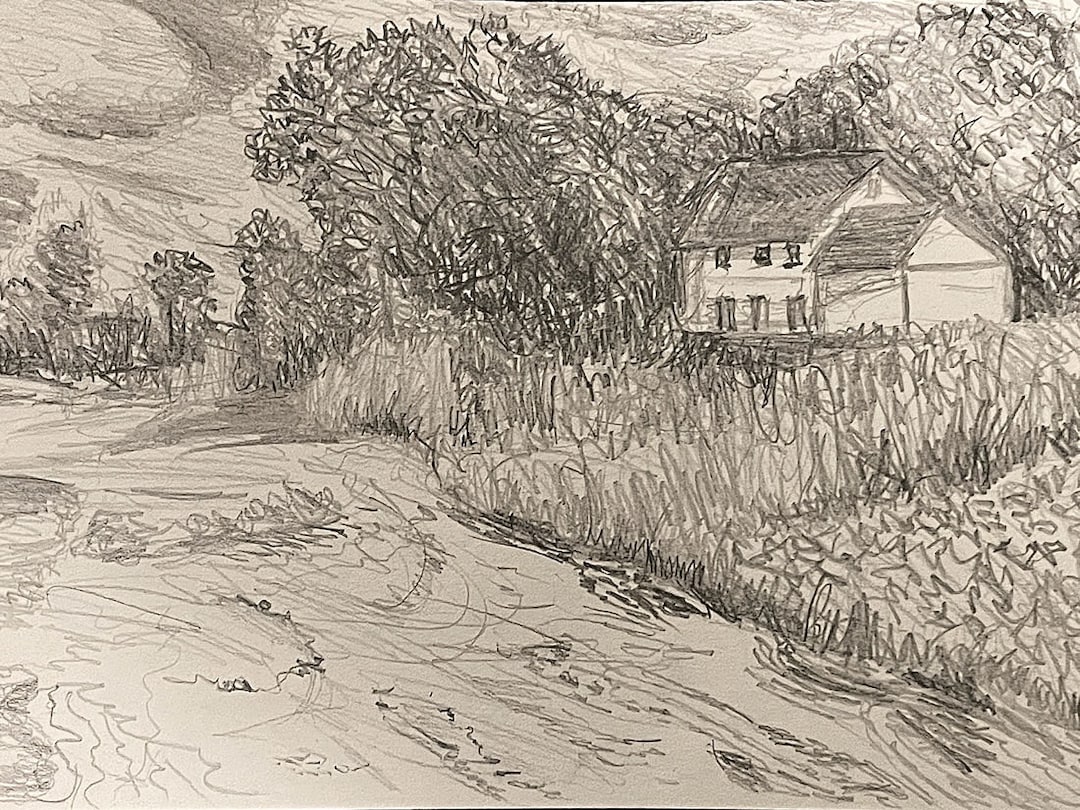 Original Art or CUSTOM Landscape From Photo, Graphite Pencil Drawing ...