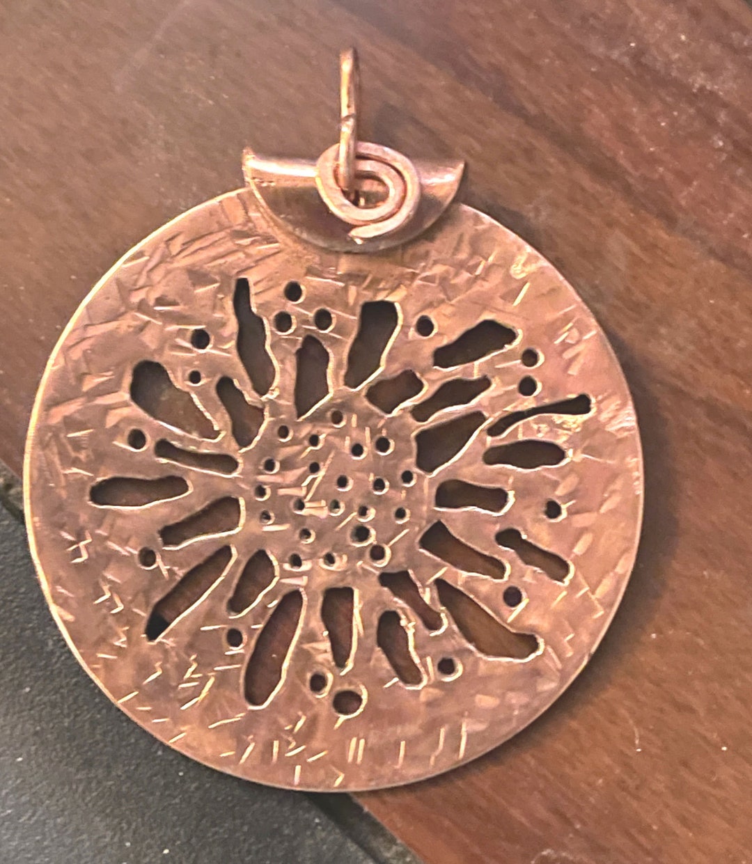 Handcrafted Openwork Copper Flower Pendant, Artisan OOAK Pendant ...