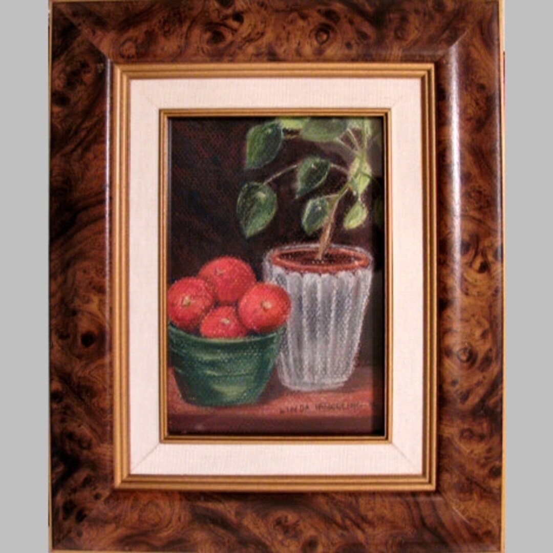Original Pastel Still Life Painting - Tomatoes and Heart of Jesus Plant ...